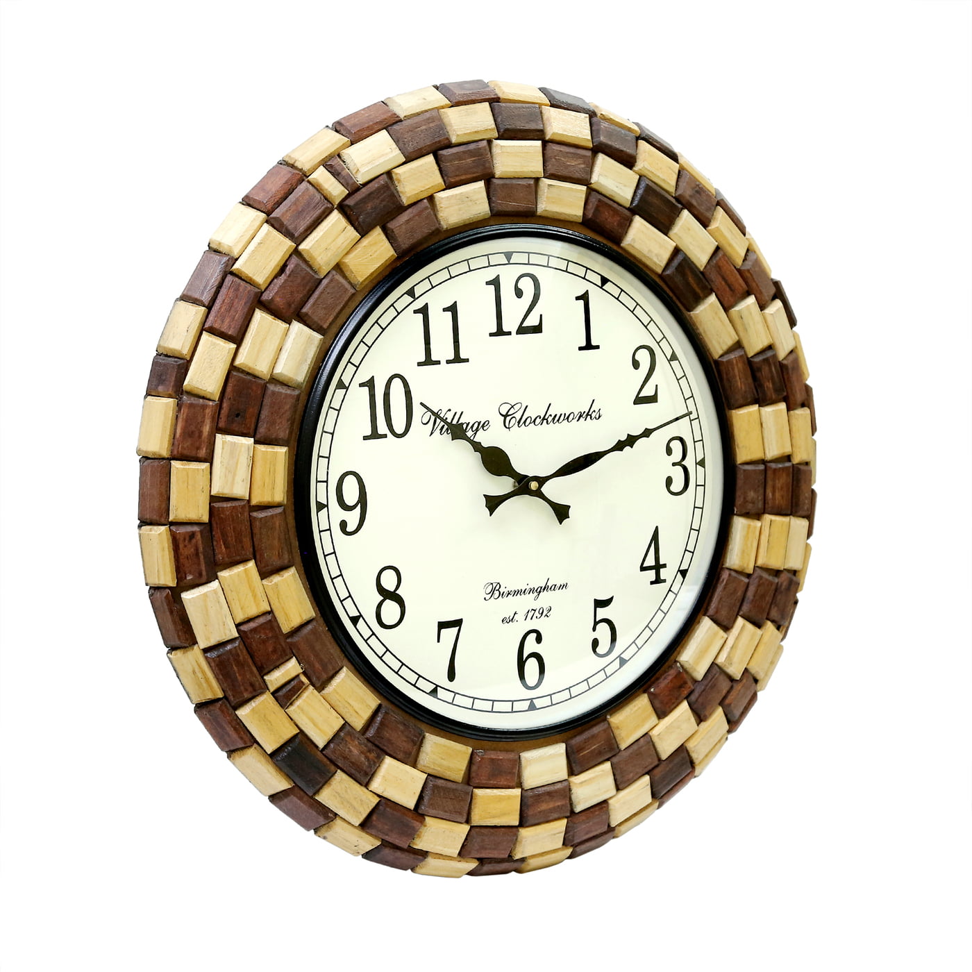 Decorative Wooden Clock - Unique Handcrafted 18 Inch Round Analog Design