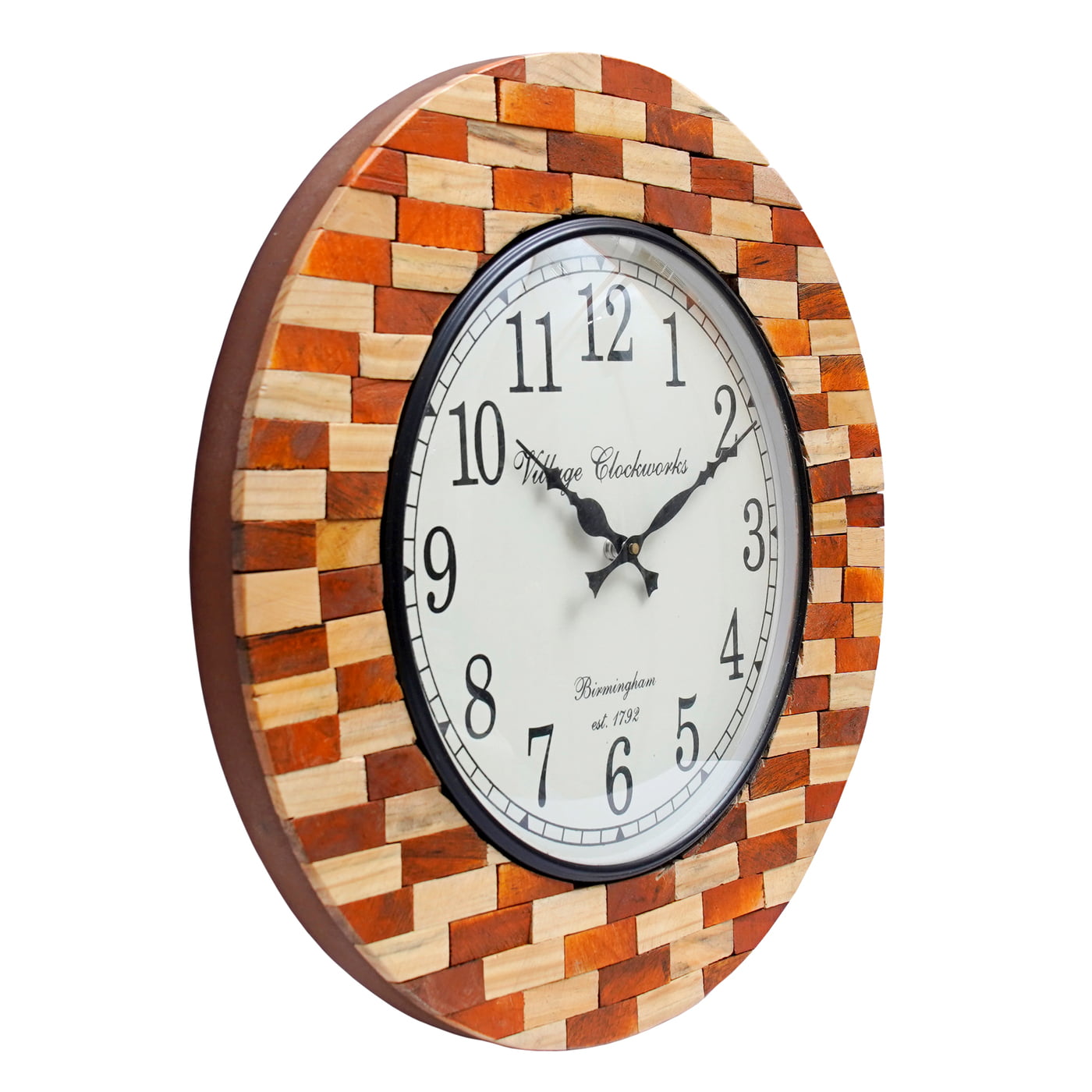 Decorative Wooden Clock - Unique Handcrafted 18 Inch Round Analog Design