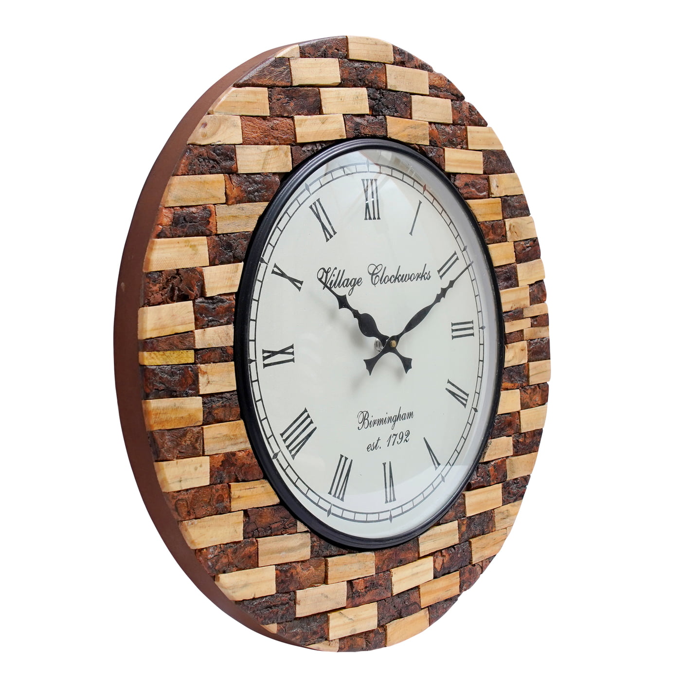 Decorative Wooden Clock - Unique Handcrafted 18 Inch Round Analog Design