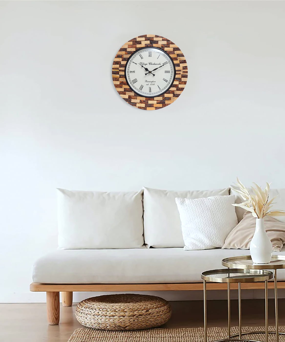 Decorative Wooden Clock - Unique Handcrafted 18 Inch Round Analog Design